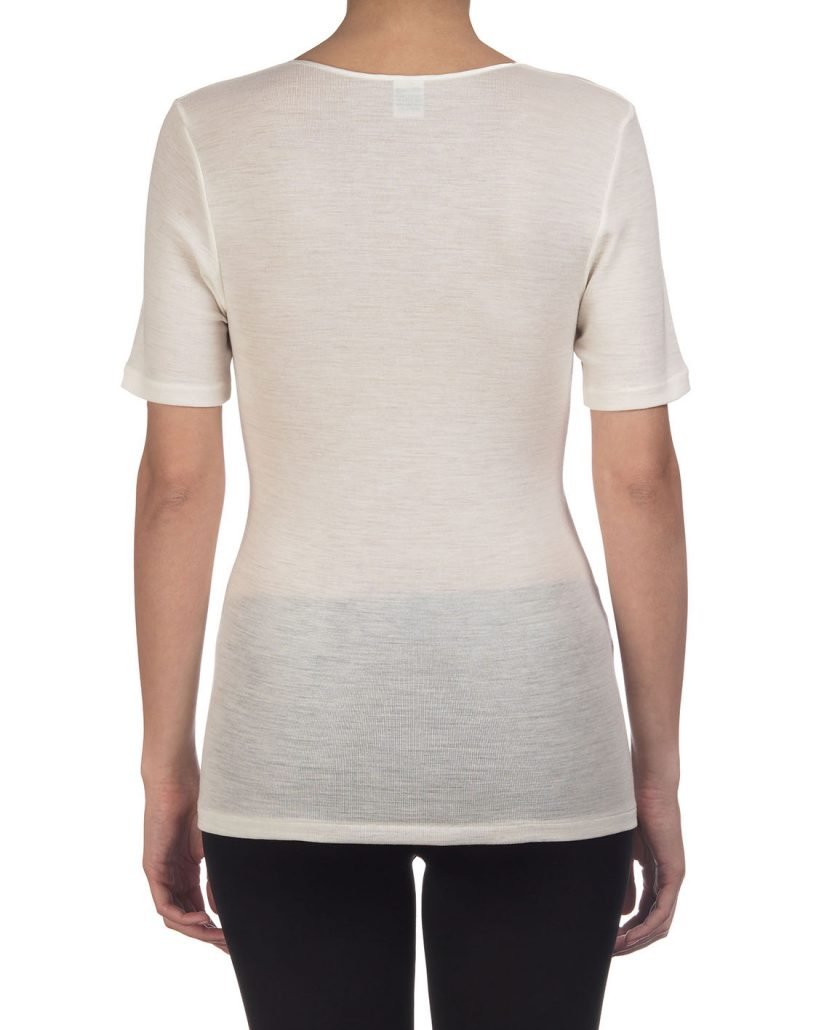 Maglia manica corta donna Oscalito maglia rasata in Lana e Seta con ...